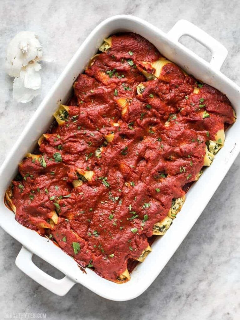 Freezer Friendly Pesto Stuffed Shells Recipe - Budget Bytes