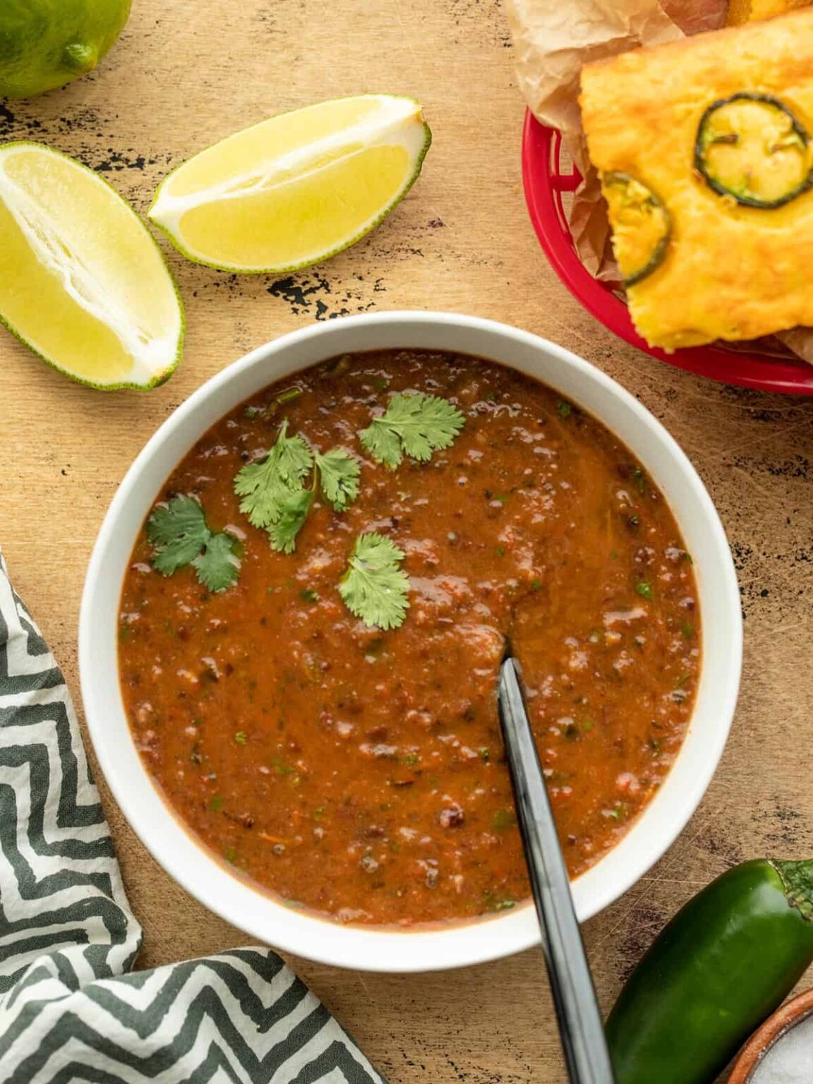 Black Bean and Roasted Salsa Soup - Budget Bytes