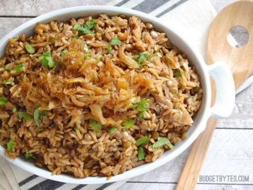 Homemade Mujaddara - Rice and Lentil Pilaf - Budget Bytes