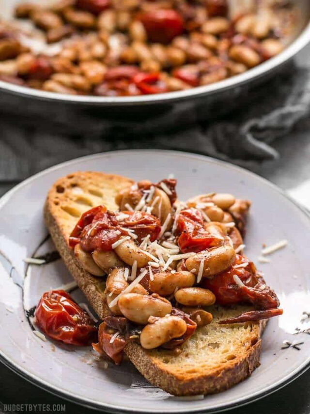 Garlic Toast with Balsamic Tomatoes & White Beans - Budget Bytes