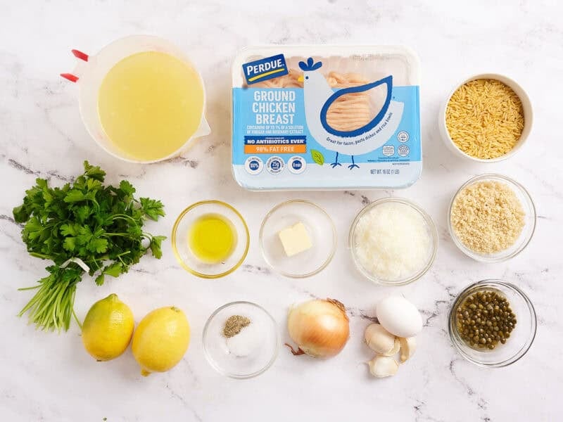 Chicken Piccata Meatballs and Orzo Skillet - Budget Bytes